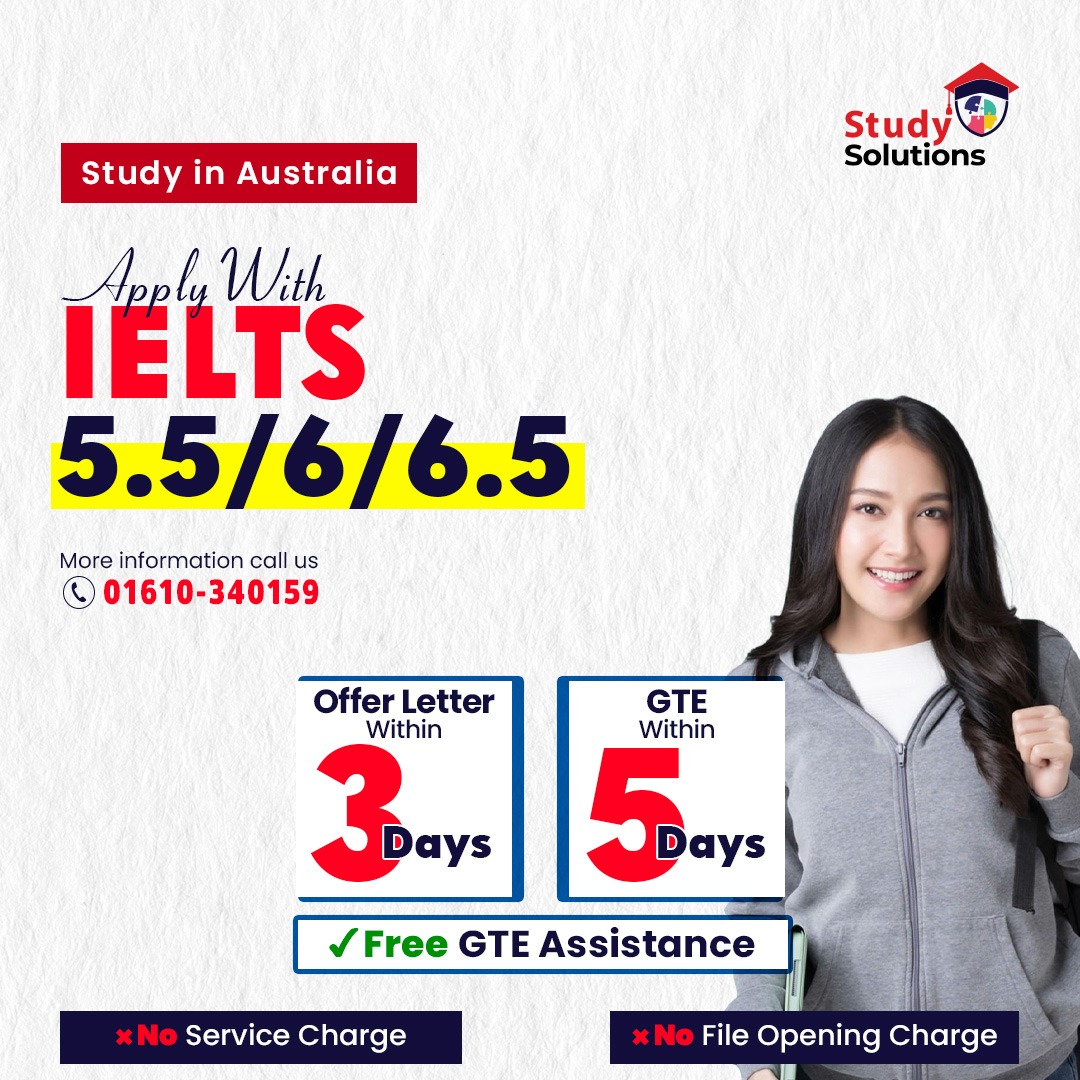 Offer Letter in 3 Days, GTE Clearance within 5 Days - Study Solutions Ltd